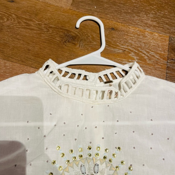 Free People | Tops | Free People Ivory Dolman Sleeve Rhinestone Top ...